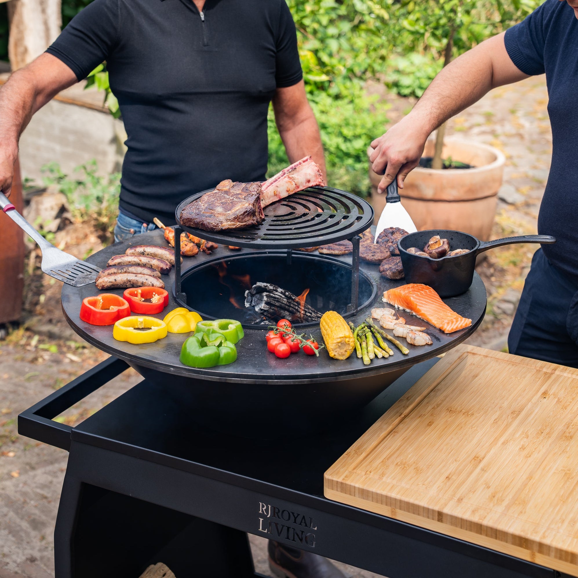 BBQ Vuurschaal Grill Big Jack Black 3.0 - Met pook en houtopslag ...